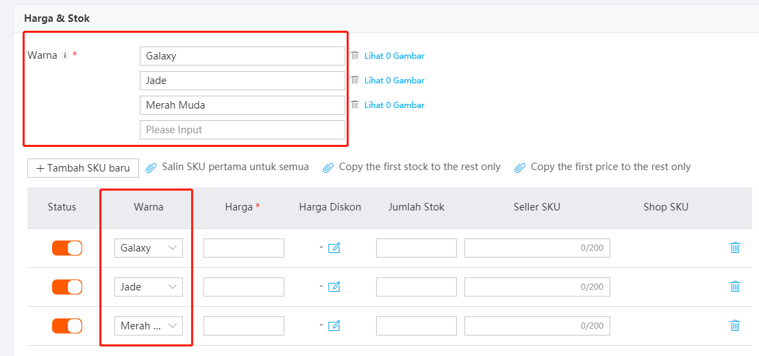 Setelah variasi dibuat secara akurat, Anda akan dapat melihatnya di ...