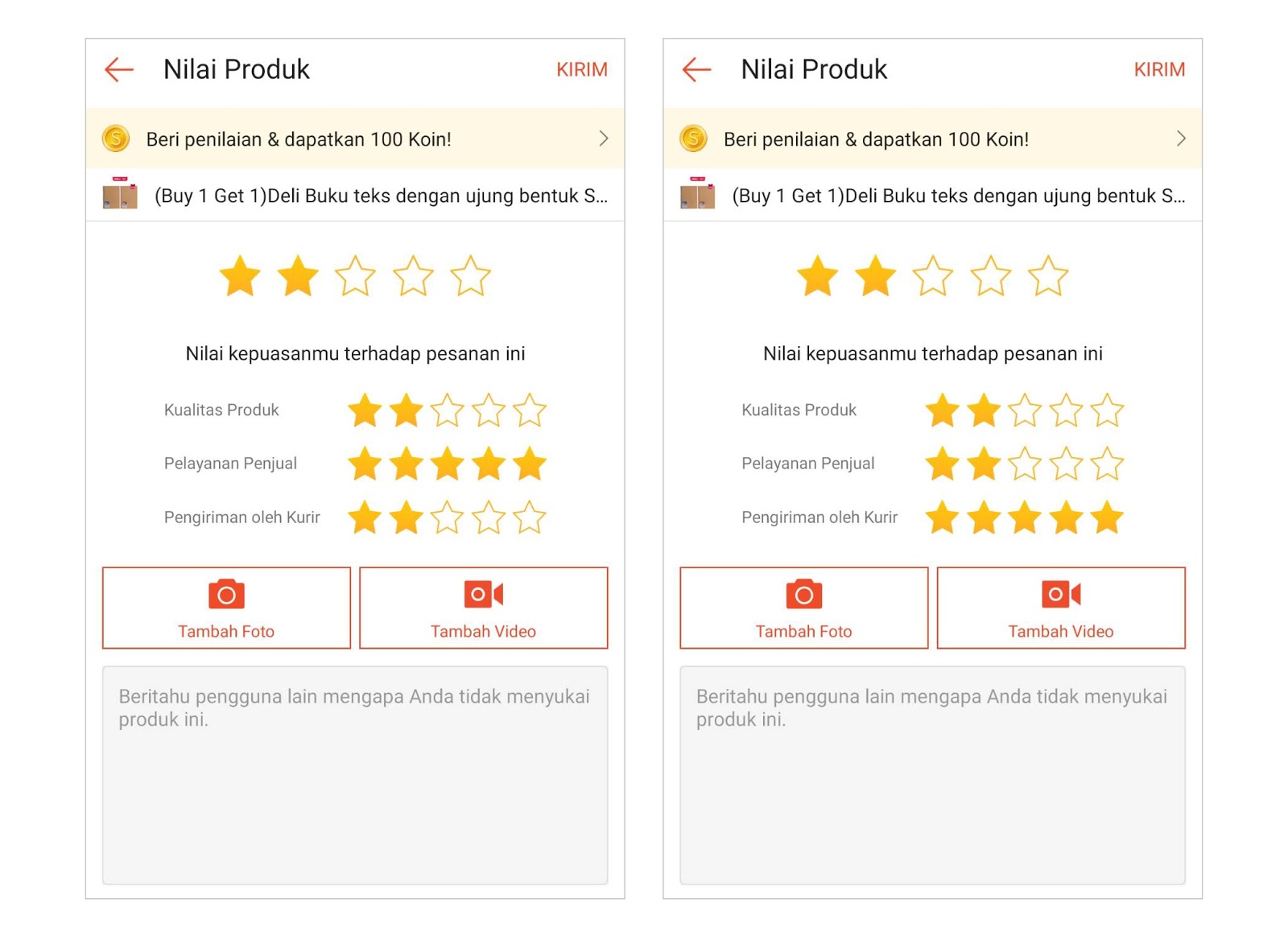 Catatan: Jika Pembeli memberikan penilaian bintang 1 atau 2 di ...